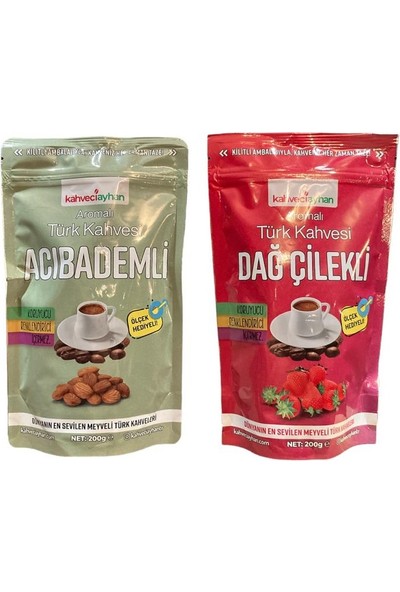 Kahveci Ayhan Acıbademli + Dağ Çilekli Aromalı Türk Kahvesi 2 x 200 gr