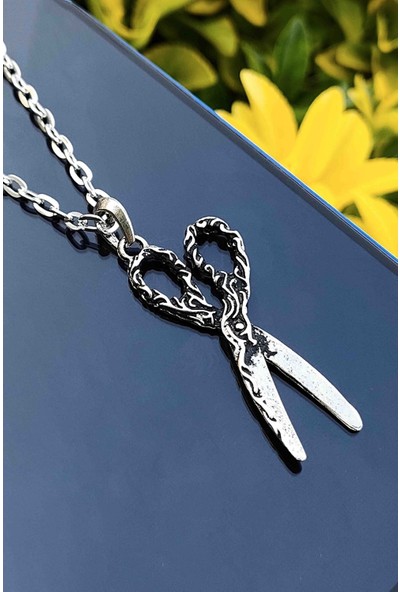 Gümüş Kaplama Erkek Makas Berber Kolye