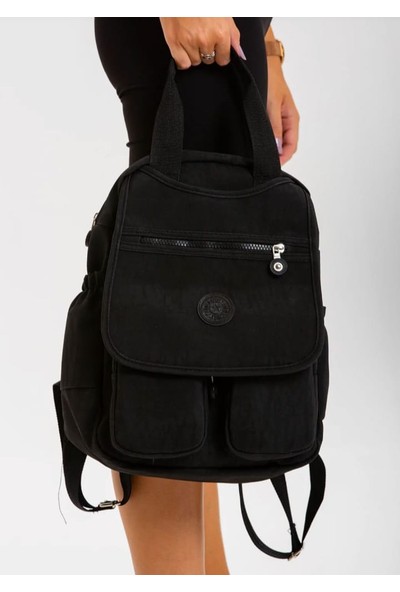 Giydegör Kadın Siyah Renk Krınkil Kumaş Suya Dayanıklı El ve Sırt Çantası Giydegör Kadın Siyah Renk Krınkil Kumaş Suya Dayanıklı El ve Sırt Çantası
