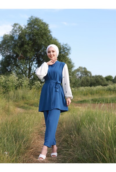 Moda Palmiss Rana Tesettür Takım Mavi