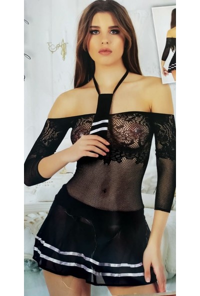 Star Siyah Vücut Çorabı