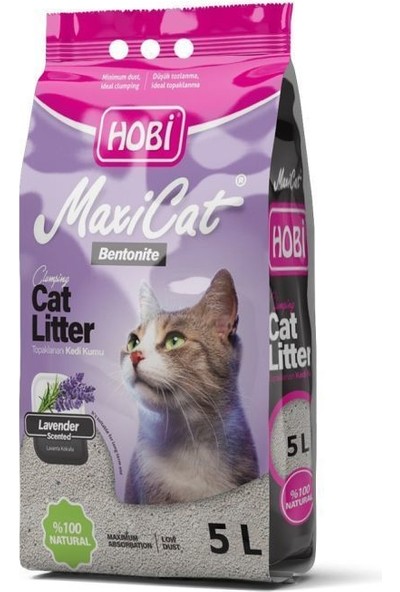 Hobi Maxicat Lavanta Kokulu Bentonit Kedi Kumu 5 Litre x 2 Adet