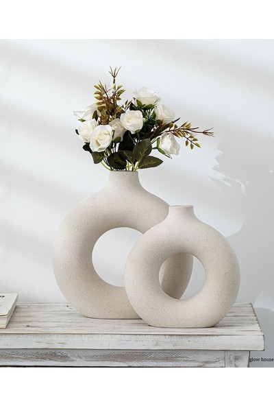 Glow House Bohem Beyaz Halka Vazo 2’li Glow House Bohem Beyaz Halka Vazo 2’li