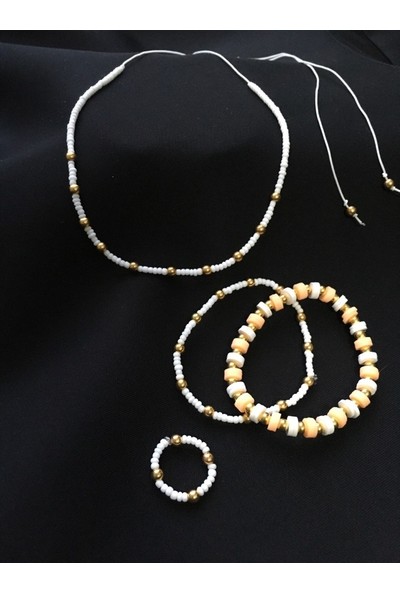 Paradise Beyaz Gold Kadın Bijuteri Takımı