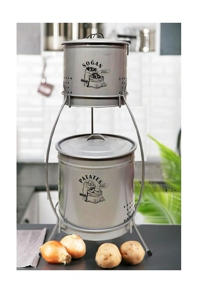 Mim Life 2 Katlı Metal Patates Soğan Kovası - Sebzelik - Patates Soğanlık Sepeti MİM2KATLIGRİ Mim Life 2 Katlı Metal Patates Soğan Kovası - Sebzelik - Patates Soğanlık Sepeti MİM2KATLIGRİ