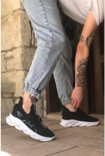 Günkar Yüksek Taban Tarz Sneakers Cırt Detaylı Siyah Beyaz Tabanlı Erkek Spor Ayakkabısı Günkar Yüksek Taban Tarz Sneakers Cırt Detaylı Siyah Beyaz Tabanlı Erkek Spor Ayakkabısı