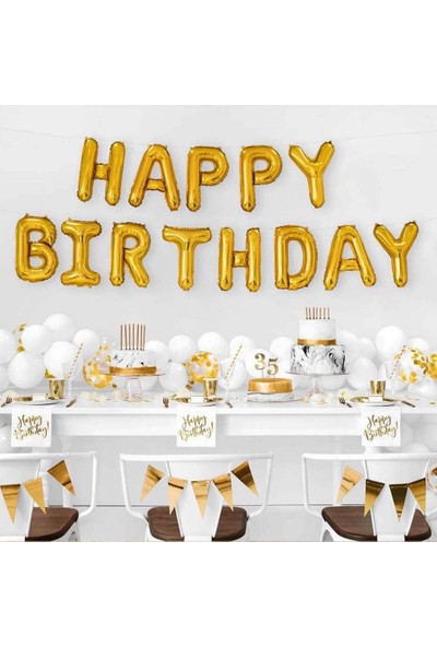 Samur Altın Renk Happy Birthday Folyo Doğum Günü Balonu 35 cm Samur Altın Renk Happy Birthday Folyo Doğum Günü Balonu 35 cm