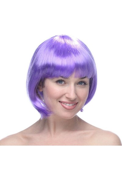 Lila Renk Kısa Model Parti Peruğu - Lila Renk Küt Saç Lila Renk Kısa Model Parti Peruğu - Lila Renk Küt Saç