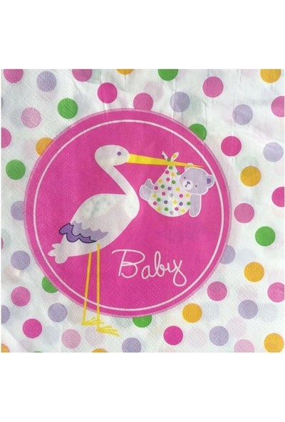 Pandoli Leylekli Baby Shower Kız Bebek Peçetesi 16 Adet Pembe Renk Pandoli Leylekli Baby Shower Kız Bebek Peçetesi 16 Adet Pembe Renk
