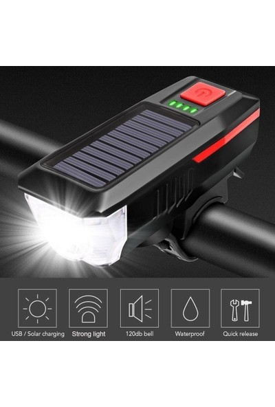 Bisiklet Için Solar USB Şarj Işık Gece Sürme Aydınlatma Ön Işık Bisiklet Aksesuarları Bisiklet Için Solar USB Şarj Işık Gece Sürme Aydınlatma Ön Işık Bisiklet Aksesuarları