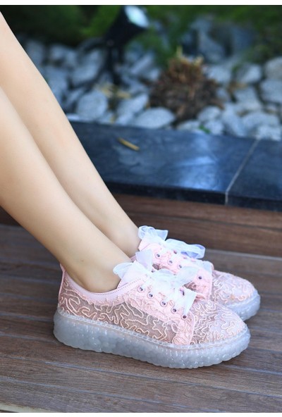 Günkar Pudra Tüllü Bağcıklı Kadın Spor Ayakkabı