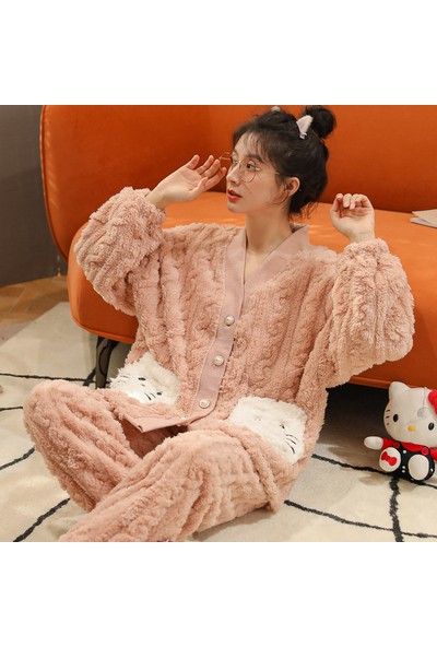 Muzi Sıcak Rahat Ev Kıyafetleri Pijama Takımı (Yurt Dışından)