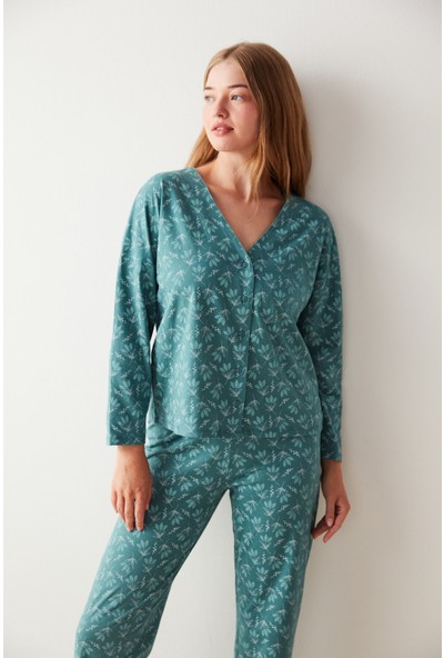 Penti Relax Greeny Lotus Tişört Pantalon Pijama Takımı Penti Relax Greeny Lotus Tişört Pantalon Pijama Takımı