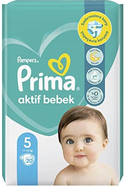 EKS Ticaret Prima Bebek Bezi Aktif Bebek 5 Beden 20 Adet EKS Ticaret Prima Bebek Bezi Aktif Bebek 5 Beden 20 Adet