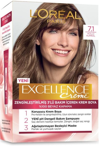 Excellence Creme Saç Boyası - 7.1 Küllü Kumral Excellence Creme Saç Boyası - 7.1 Küllü Kumral