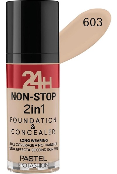 Pastel 24H Non-Stop 2 In 1 Fondöten ve Kapatıcı 603 Ivory