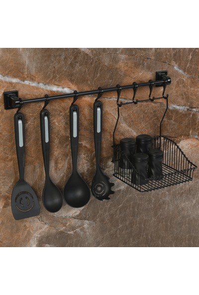 Hagen Vidasız Montaj Duvar Rayı 8li Askı(45 Cm) ve Sepet 20 cm Hagen Vidasız Montaj Duvar Rayı 8li Askı(45 Cm) ve Sepet 20 cm