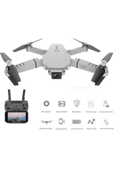 E88 Pro Mini Drone 4K Kamera ile Wifi Fpv Yükseklik Holding Katlanabilir Helikopter Rc Quadcopter Sie Dron Hedıka Vs SG108 | Rc Helikopterler (Gri) E88 Pro Mini Drone 4K Kamera ile Wifi Fpv Yükseklik Holding Katlanabilir Helikopter Rc Quadcopter Sie Dron Hedıka Vs SG108 | Rc Helikopterler (Gri)