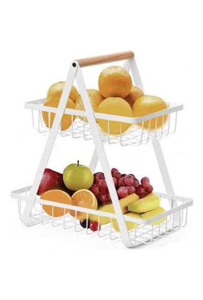 2 Katmanlı Tezgah Meyve Sepeti Tutucu Dekoratif Kase Standı (Beyaz) 2 Katmanlı Tezgah Meyve Sepeti Tutucu Dekoratif Kase Standı (Beyaz)