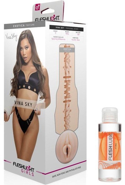 Fleshlight Girls Vina Sky Exotica Vajina Mastürbatör+Fleshlube 100 ml Fire Jel