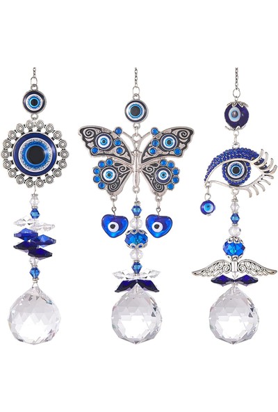 Keluofu Kristal Güneş Yakalayıcı Mavi Gözlü Prizma Top Kolye Süsleme (Yurt Dışından)