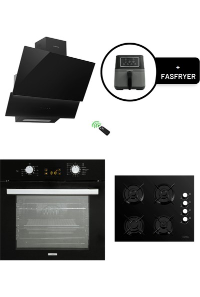 Luxell OPALL15 Prog. Siyah Ankastre Set + Fasfryer Luxell OPALL15 Prog. Siyah Ankastre Set + Fasfryer