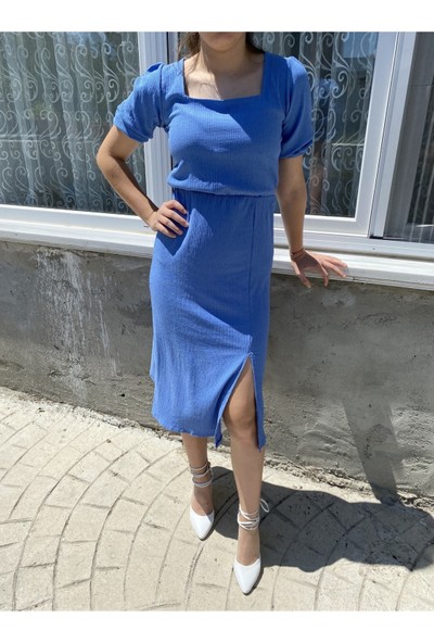 Moda Karpuz Kol Yırtmaçlı Elbise