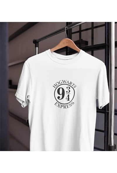 Kadın Erkek Hogwarts Harry Potter Siyah Beyaz Tasarım Baskılı %100 Pamuk T-Shirt