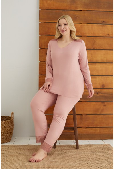 Siyah İnci Viskon Büyük Beden Battal Dantel Detaylı Pijama Takım 22276601 Siyah İnci Viskon Büyük Beden Battal Dantel Detaylı Pijama Takım 22276601