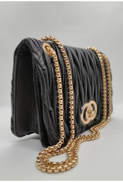 Model Çanta Siyah Örgü Zincirli Omuz Çanta Model Çanta Siyah Örgü Zincirli Omuz Çanta