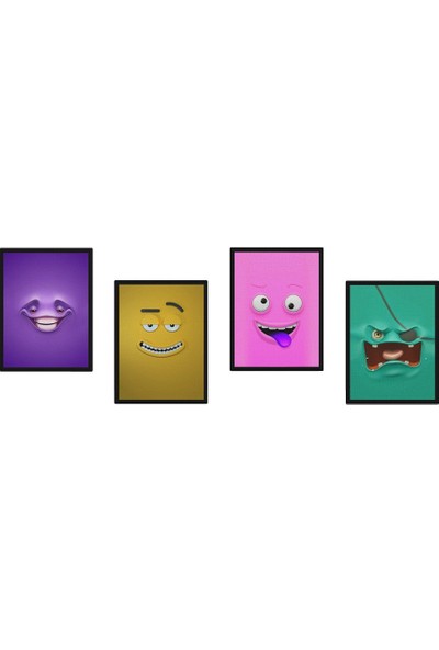 Rowalsi Sevimli Yüzler 4 Parça Mdf TABLOSLA224