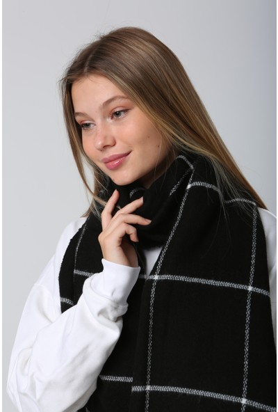 Luminos Butik Kadın Kare Desenli Atkı - Şal 70X180 cm LMNS1210 Luminos Butik Kadın Kare Desenli Atkı - Şal 70X180 cm LMNS1210