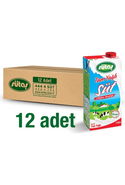 Sütaş Süt %3,5 Tam Yağlı 1 Lt x 12