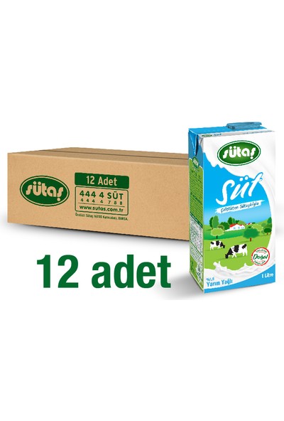 Sütaş Süt Yarım Yağlı 1 Lt x 12