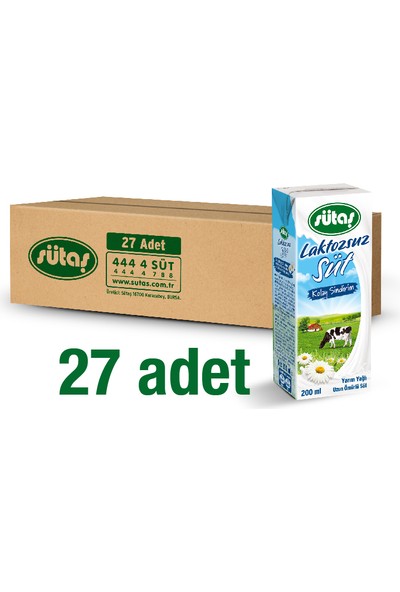 Sütaş Süt Laktozsuz 200 ml x 27