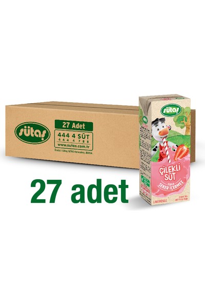 Sütaş Süt Şeker Ilavesiz Çilekli 180 ml x 27 Sütaş Süt Şeker Ilavesiz Çilekli 180 ml x 27