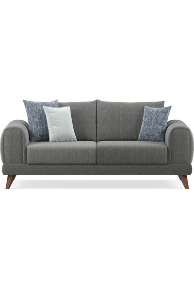 Enza Home Marlena 2'li Koltuk, Keten Dokulu - Gri