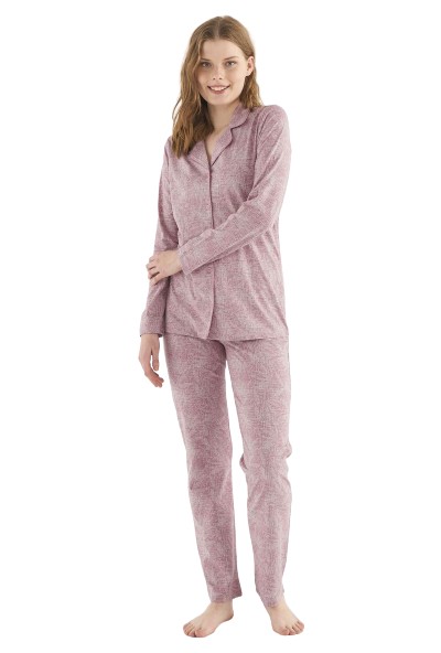Mod Collection Kadın Gömlek Yaka Pijama Takım 3803