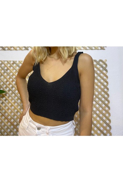 Venus By Yaren Kadın Siyah Örme Bluz