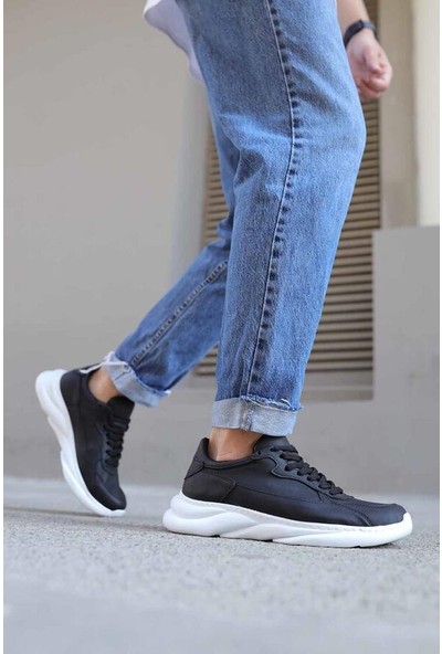 Pabucmarketi Erkek Sneakers Ayakkabı Siyah (Beyaz -Taban) Spor Pabucmarketi Erkek Sneakers Ayakkabı Siyah (Beyaz -Taban) Spor