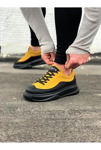 Pabucmarketi Siyah Sarı Erkek Ayakkabı