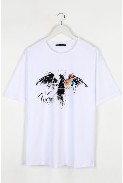 Pink Floyd Baskılı Oversize T-Shirt Beyaz