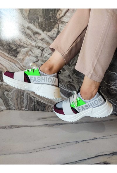 Kotan Bordo Yeşil Beyaz Kadın Ayakkabı