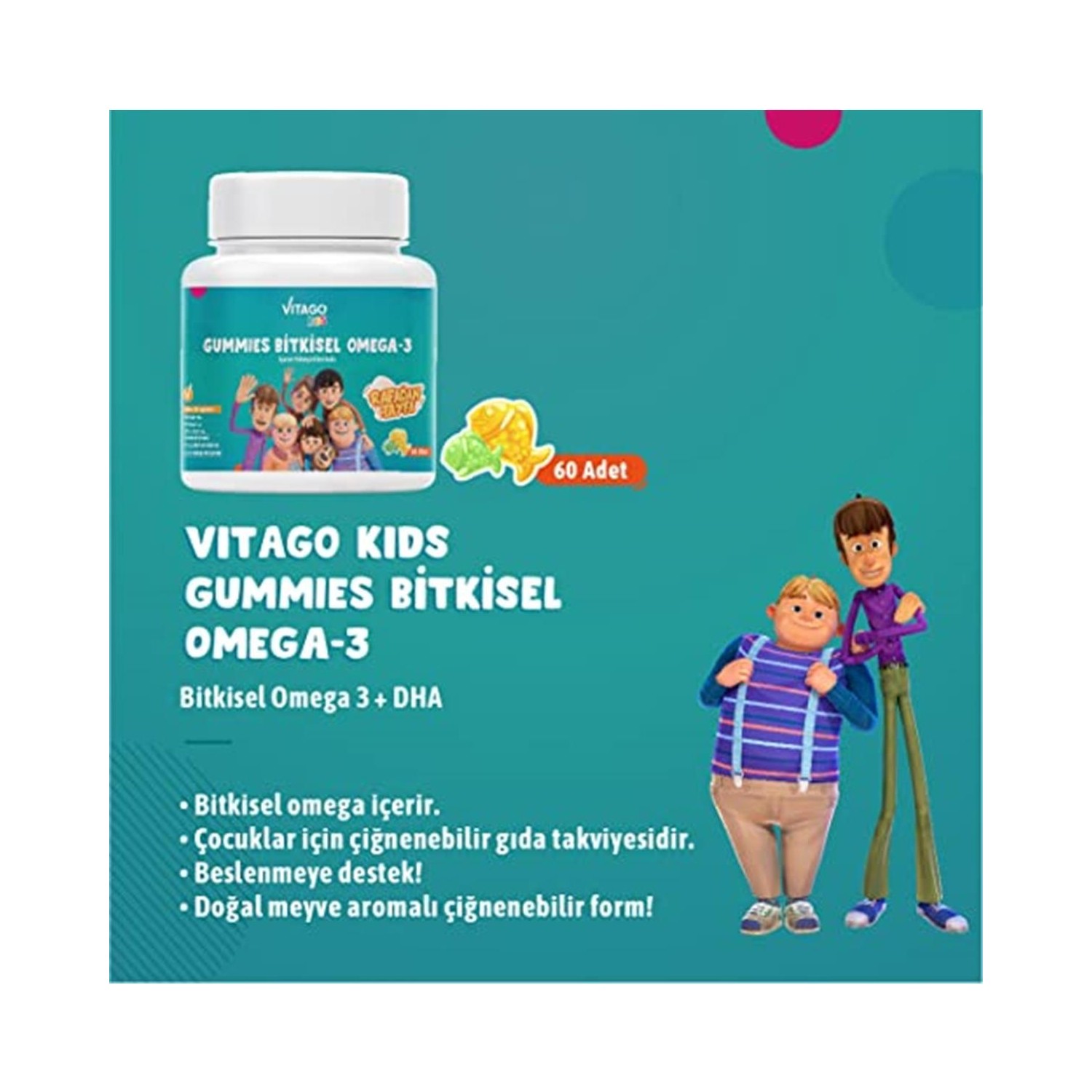 Vitago Kids Gummies Bitkisel Omega-3 Içeren Çiğnenebilir Fiyatı