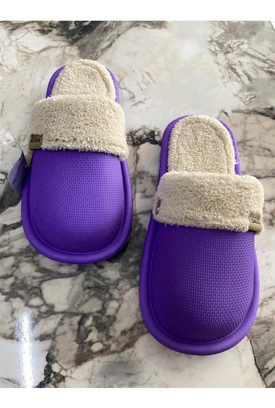 Gezer Hafif Şık Kürklü Çıkartılabilir Tabanlı Ev Terliği