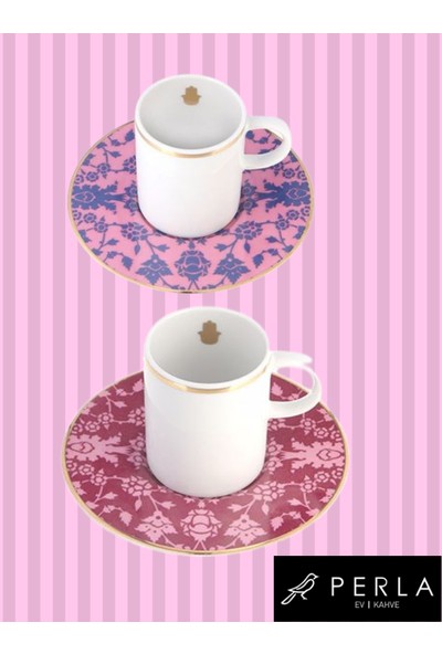 Porland Glamorous 4 Parça 2 Kişilik Kahve Fincan Seti