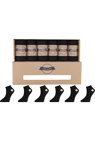 Genel Fora Butik Siyah Bambu Patik Çorap Seti 6'lı Genel Fora Butik Siyah Bambu Patik Çorap Seti 6'lı