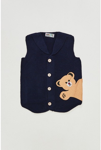 Ayıcıklı Unisex Örgülü Çocuk Yelek