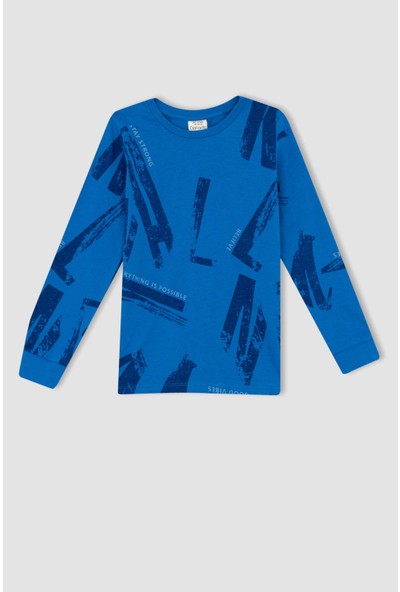 Erkek Çocuk Regular Fit Bisiklet Yaka Uzun Kollu Penye Uzun Kollu TIŞÖRT Y0871A622AU