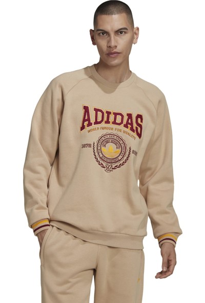 AHY6042 Adidas Fleece Crew Erkek Sweatshirt Krem AHY6042 Adidas Fleece Crew Erkek Sweatshirt Krem